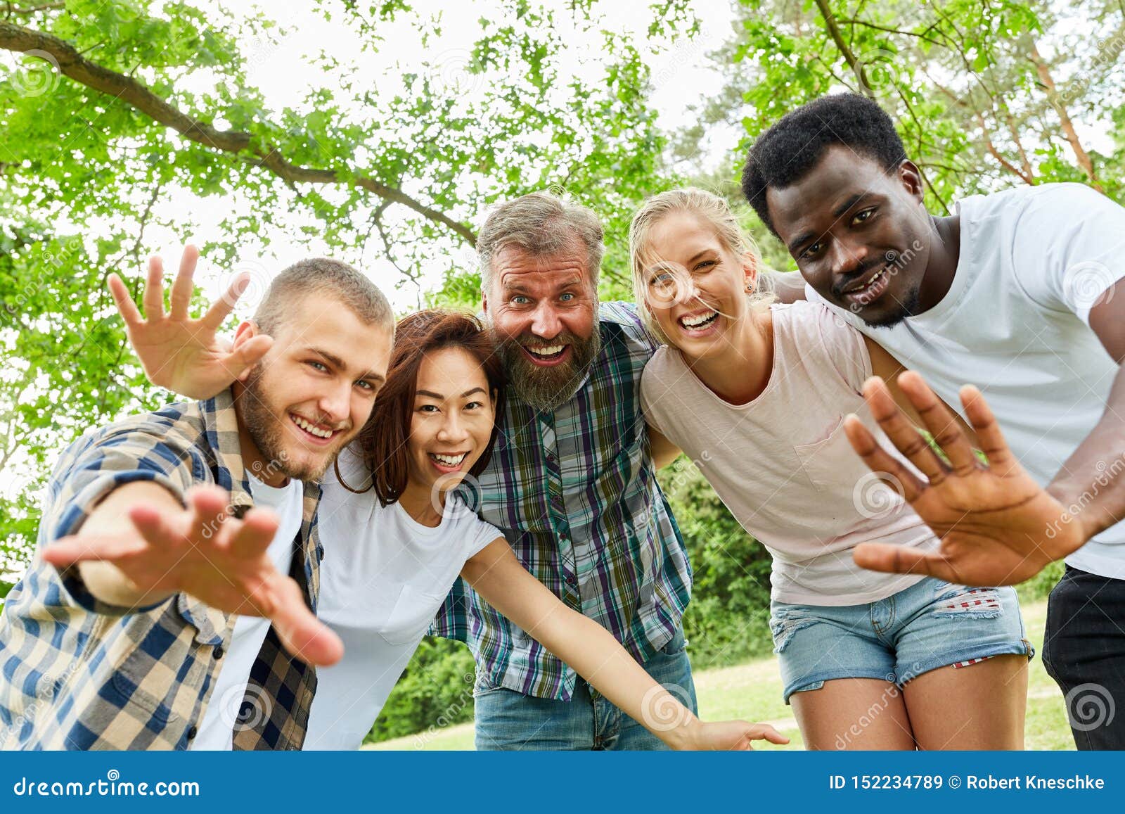 Multicultural Group of Students Waving Stock Image - Image of ...