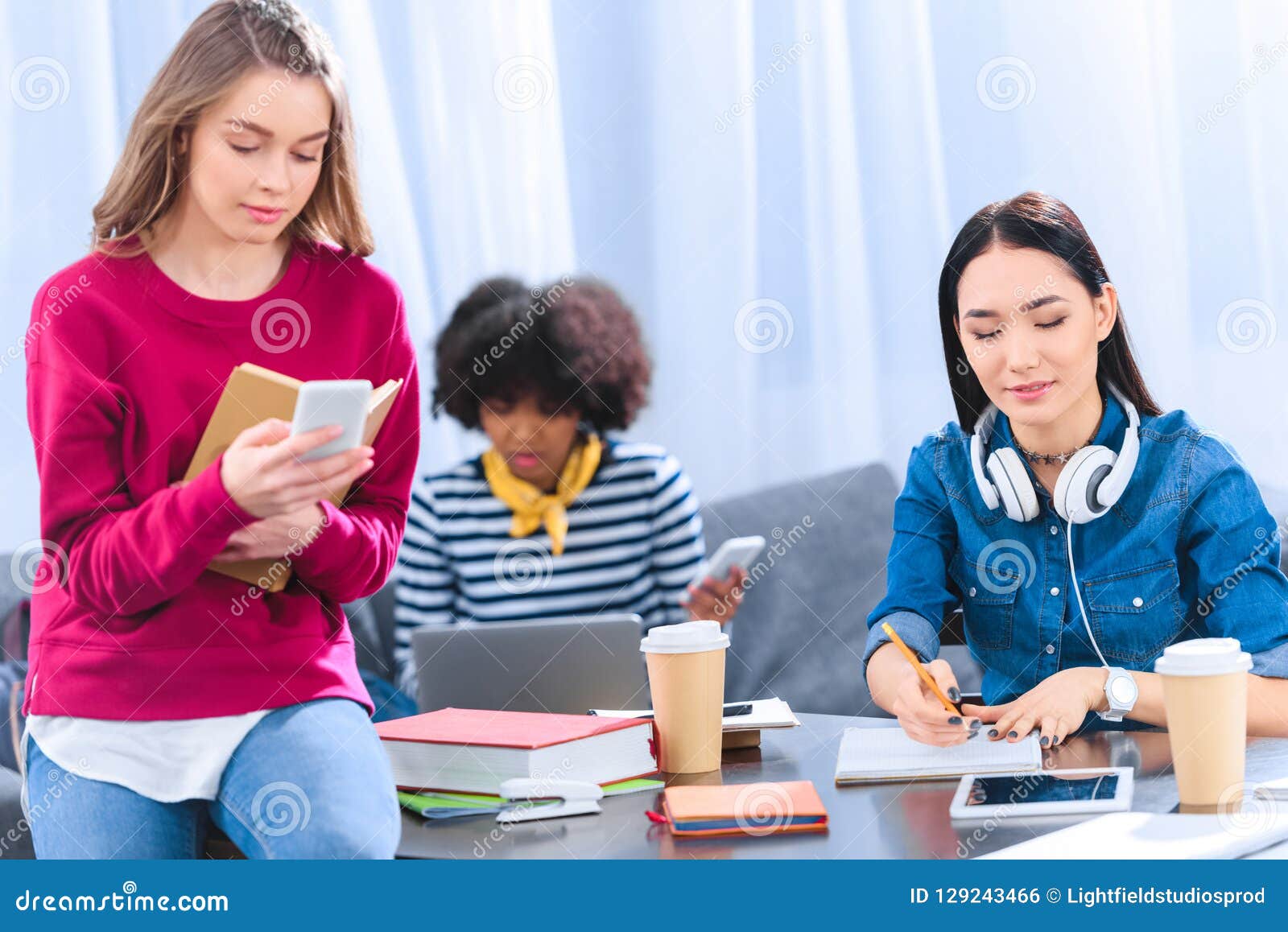 Multicultural Group of Young Students Stock Photo - Image of homework ...