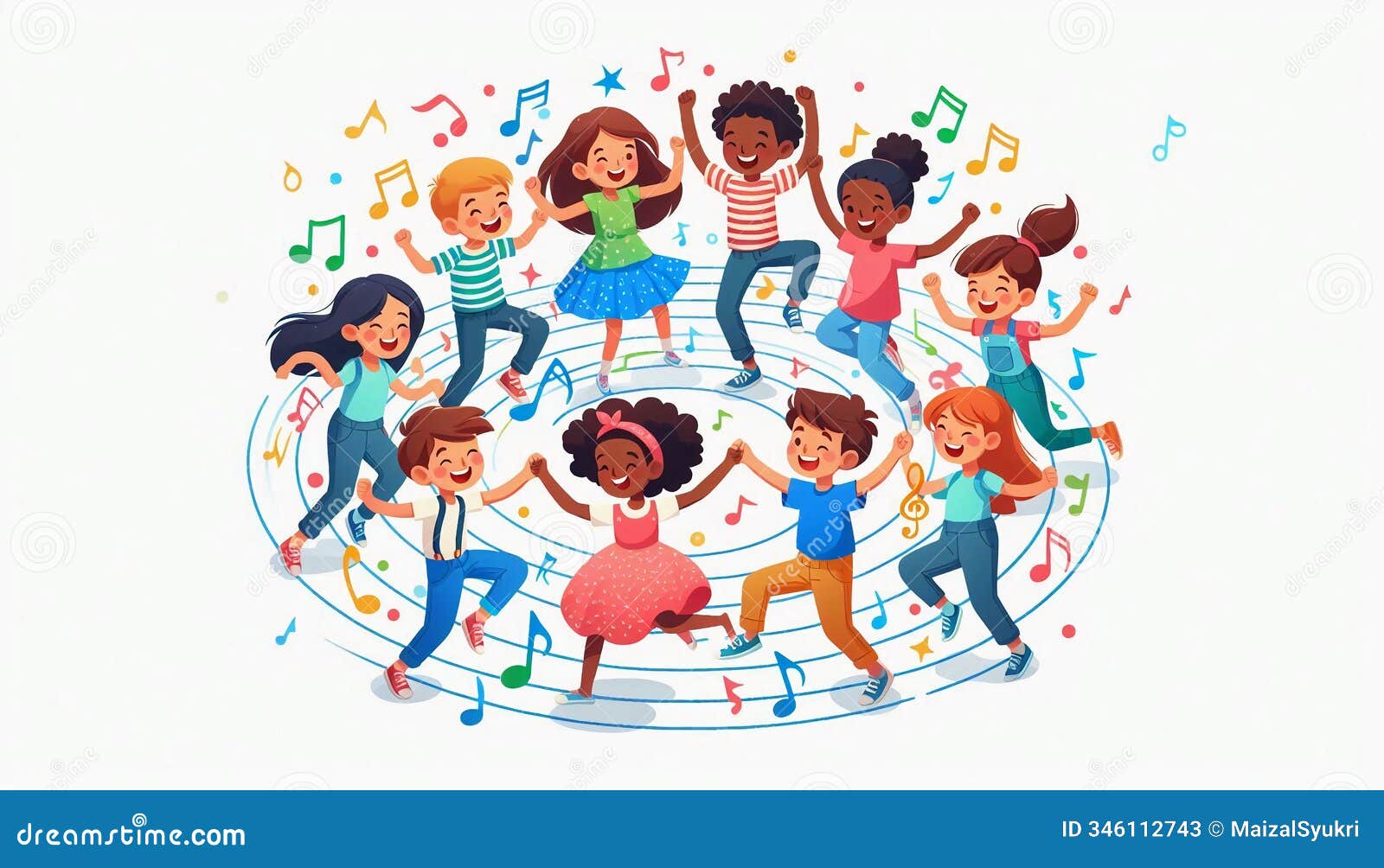 Multicultural Kids Dancing in a Circle, Fun Energetic Movement with ...