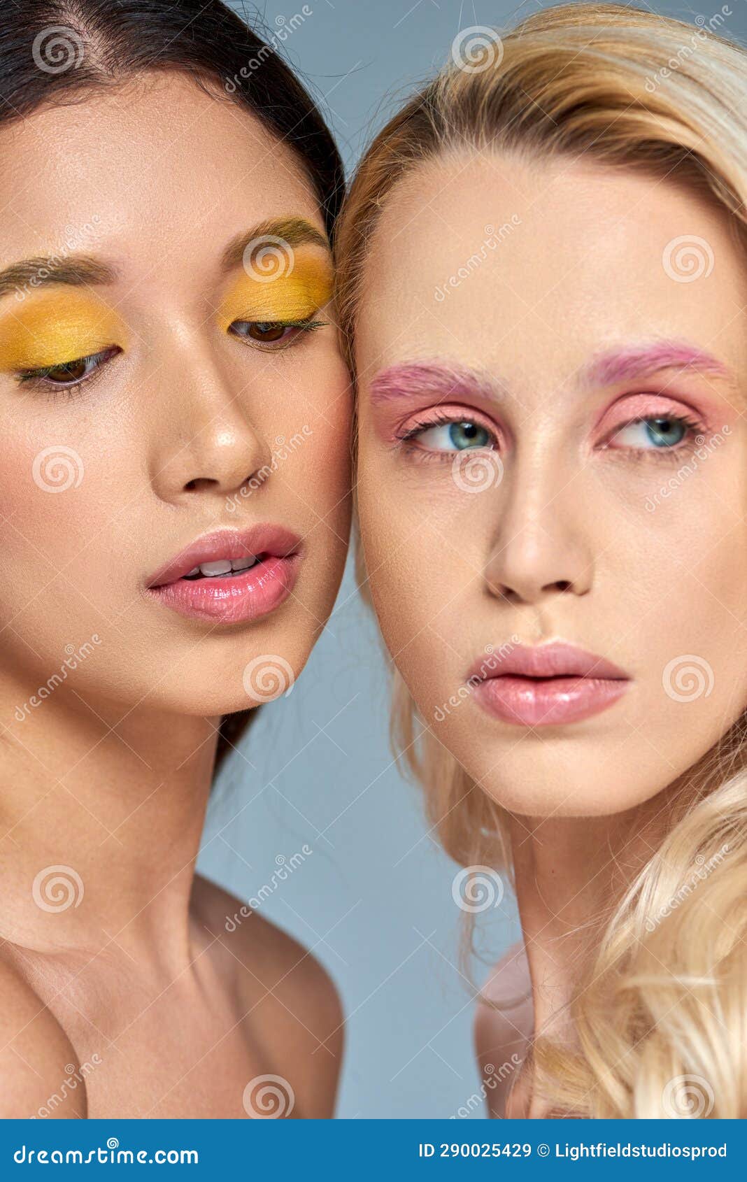 Multicultural Models with Bold Eye Makeup Stock Image - Image of ...