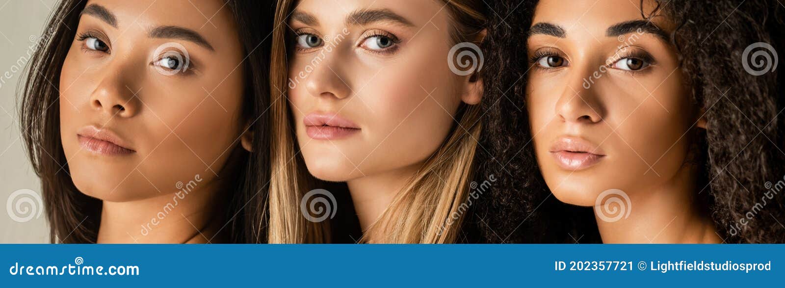 Multicultural Models Looking at Camera Isolated Stock Image - Image of ...