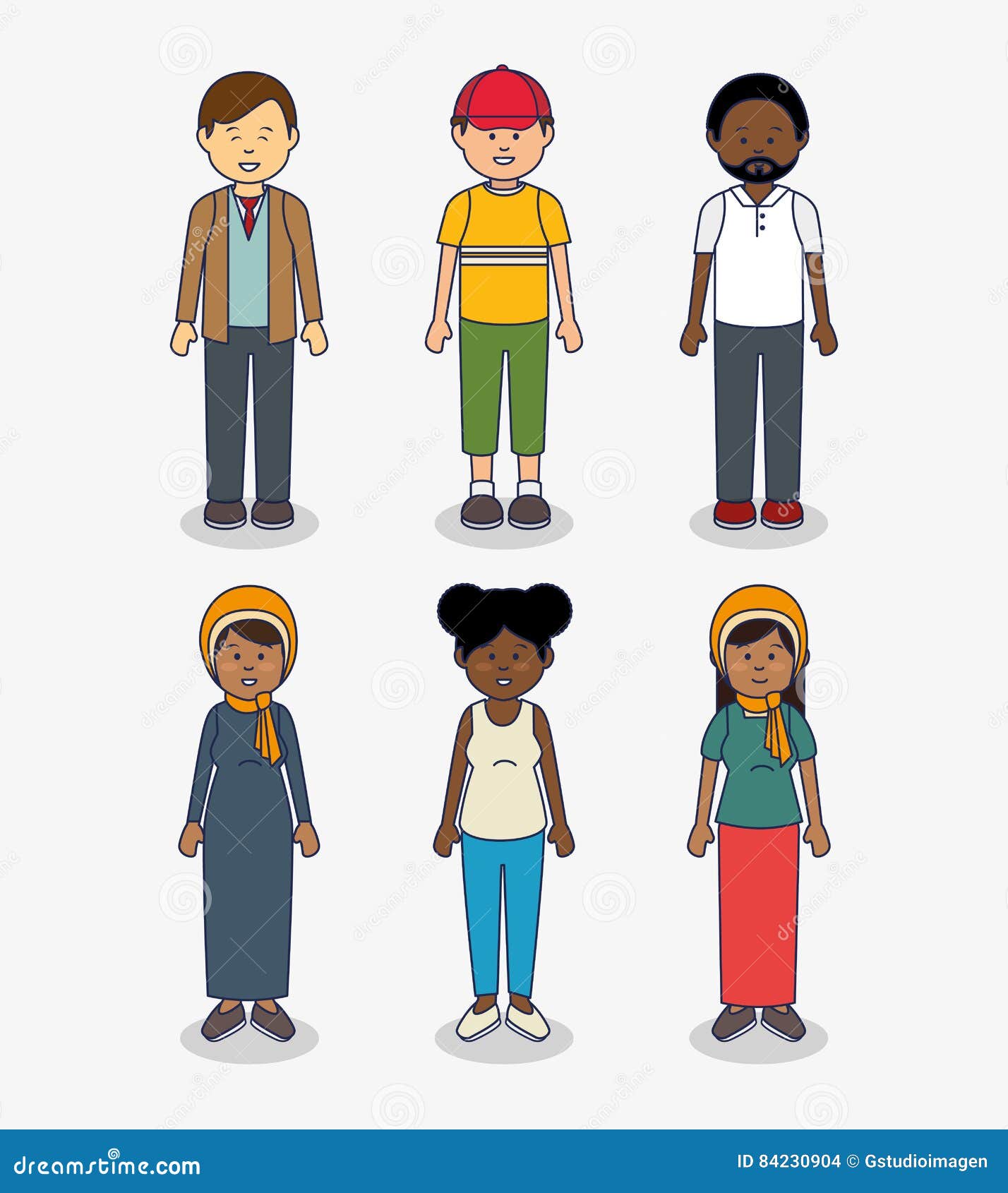 Multicultural People Avatars Icon Stock Illustration - Illustration of ...