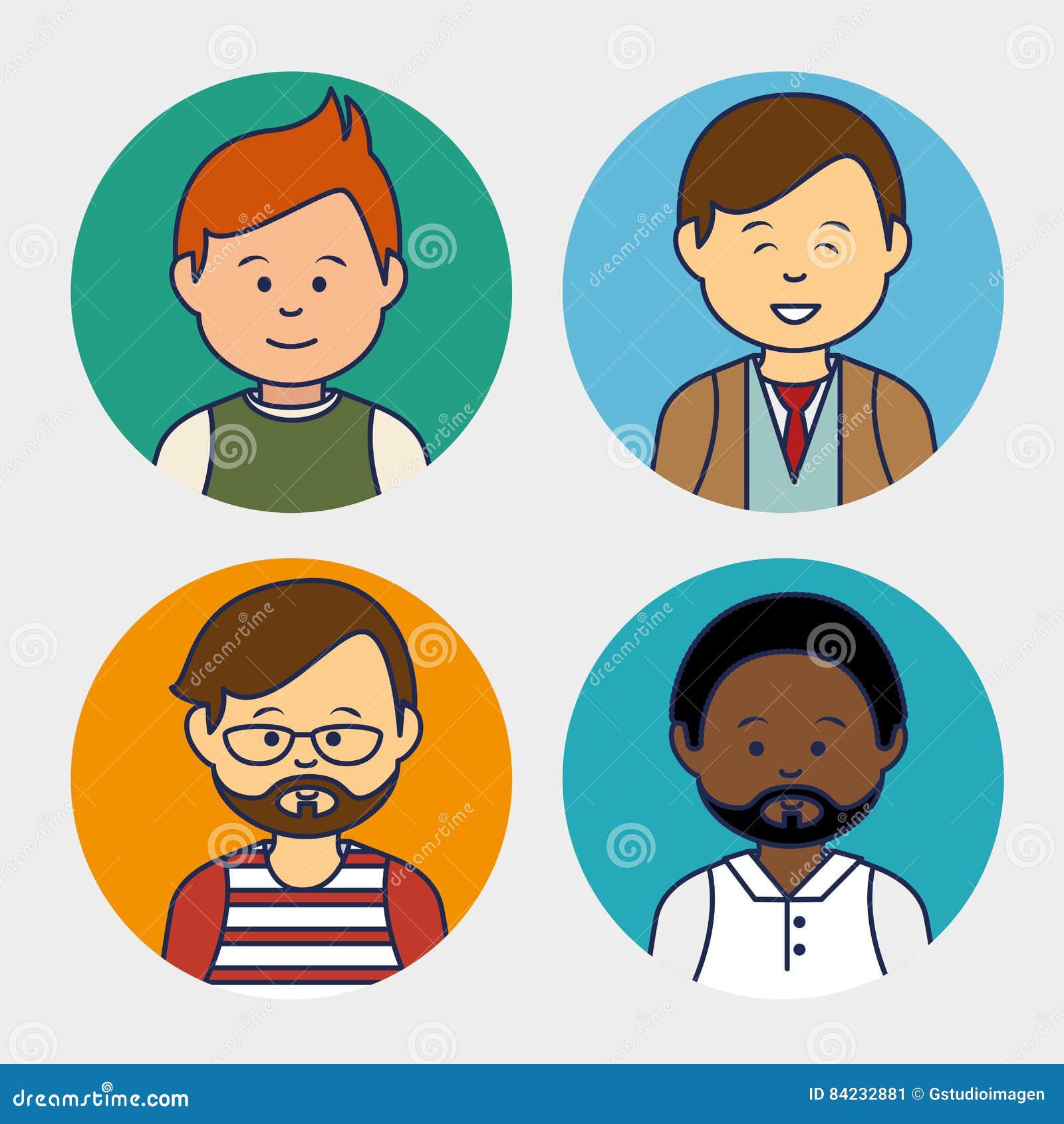 Multicultural People Avatars Icon Stock Illustration - Illustration of ...