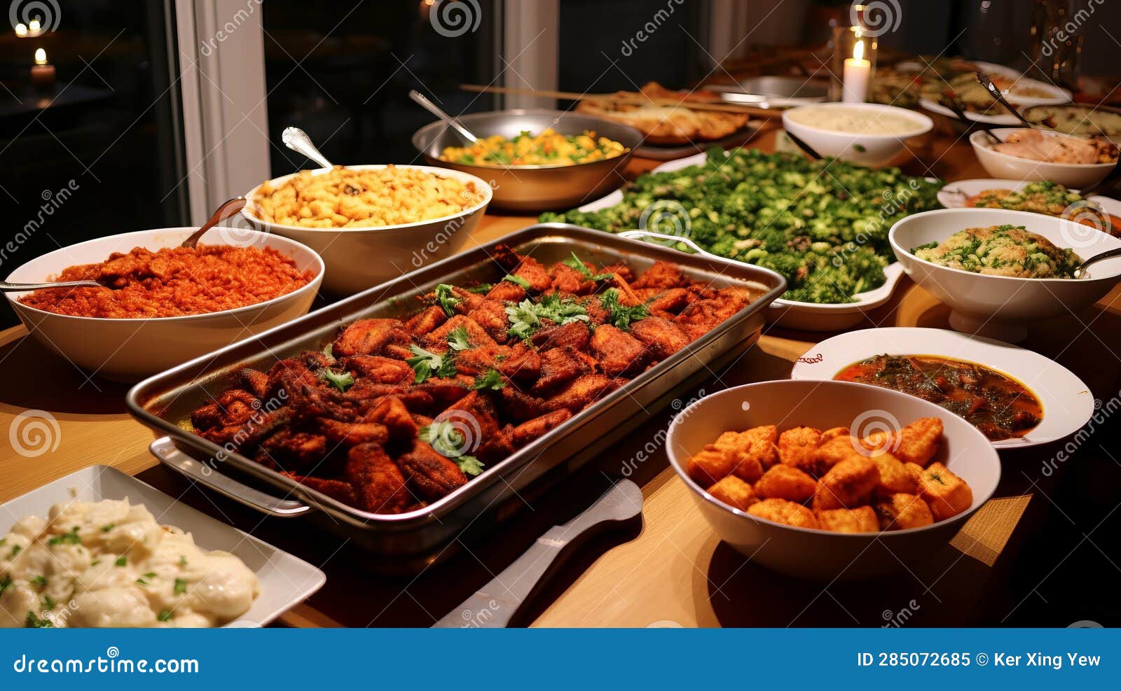 A Multicultural Potluck Gathering Stock Illustration - Illustration of ...