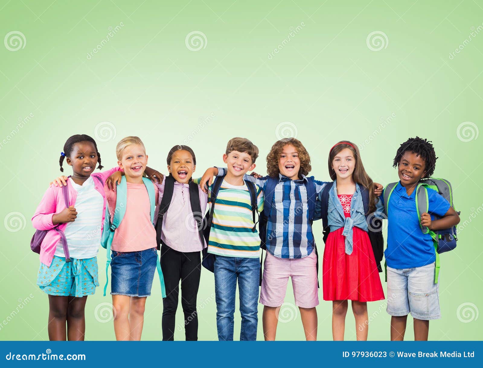 Multicultural School Kids In Front Of Colorful World Map Royalty-Free ...