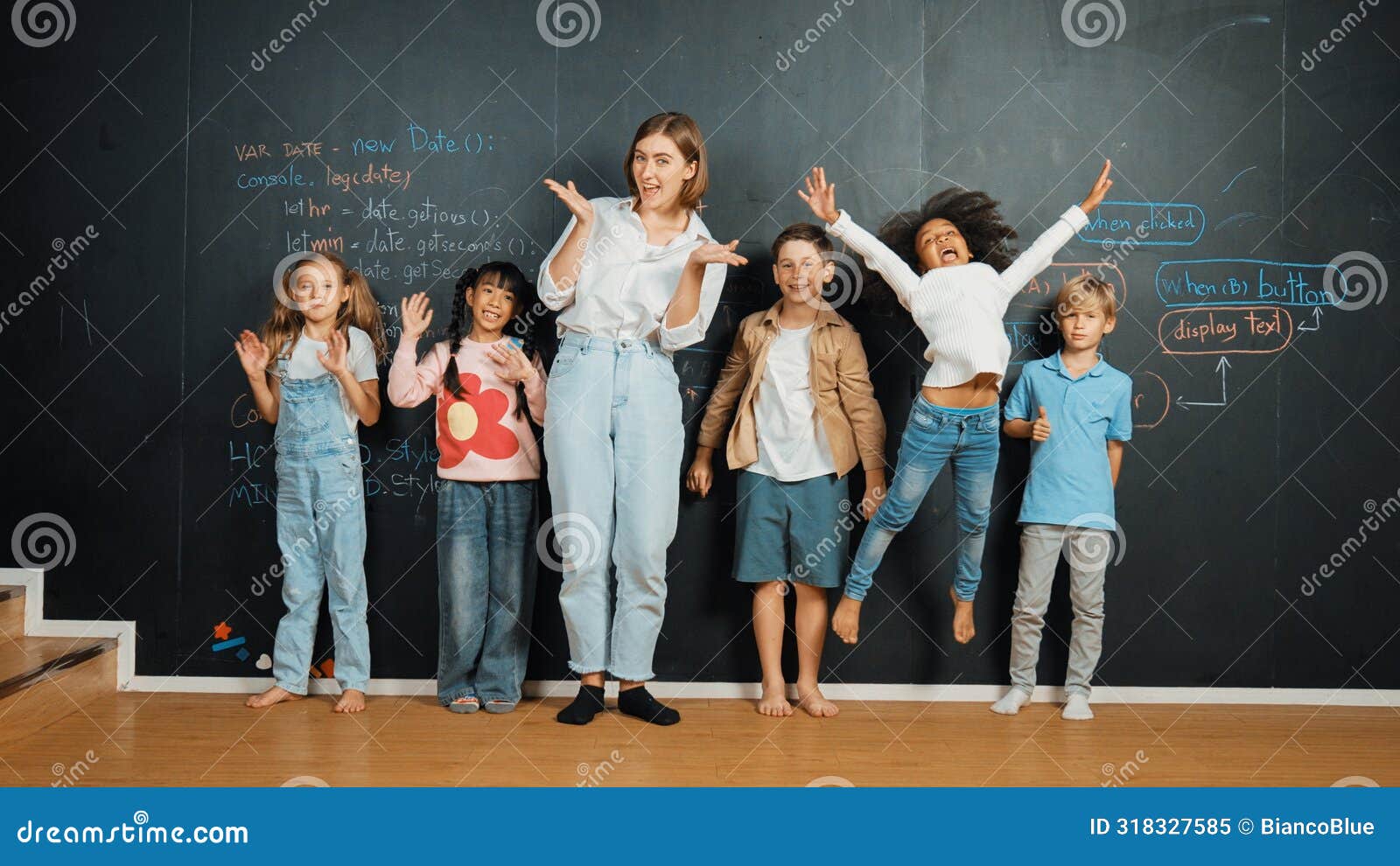 Multicultural Student and Teacher Smiling and Waving Hand To Camera ...