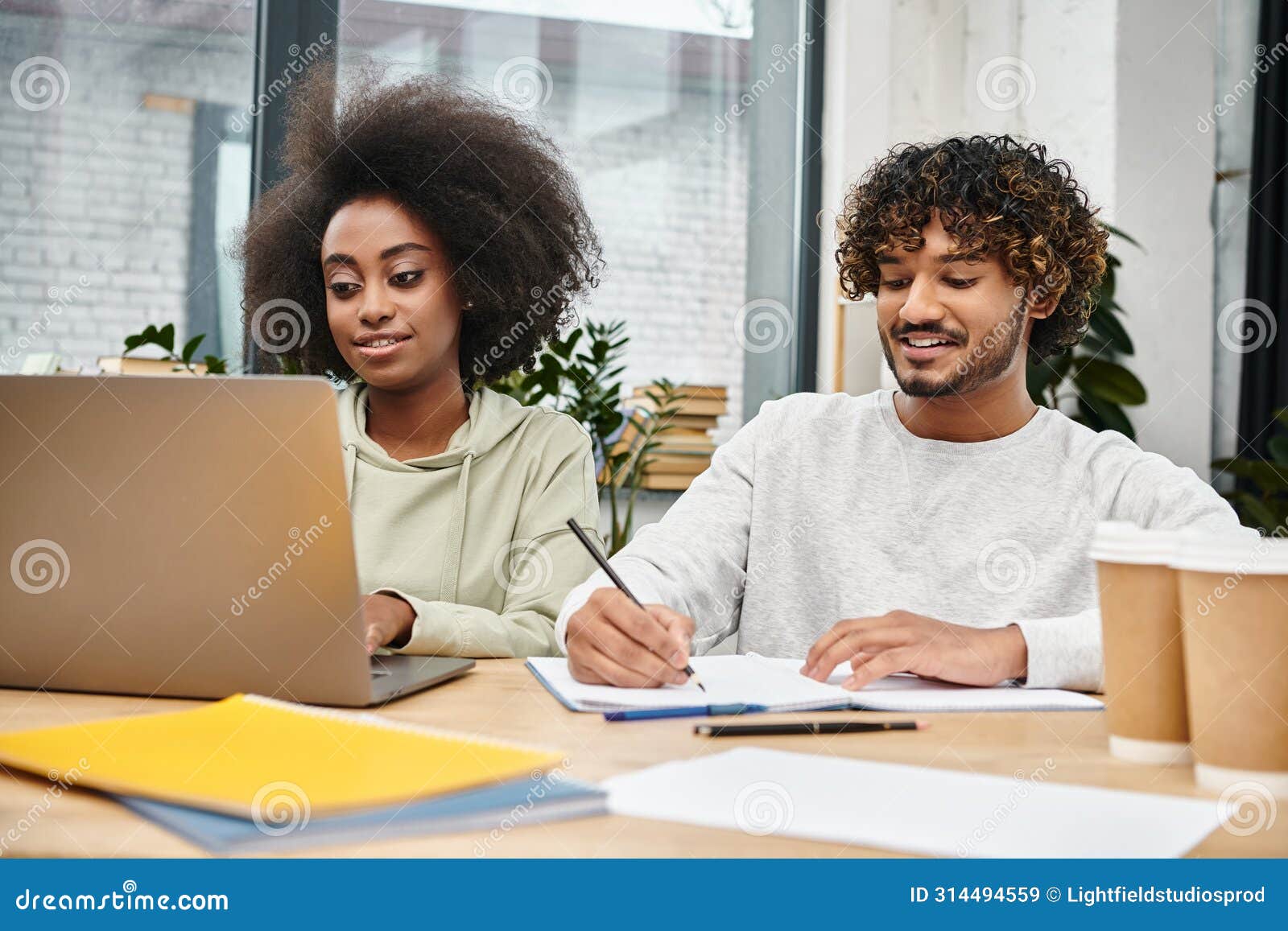 Multicultural Students Engage in Collaborative Studying Stock Image ...