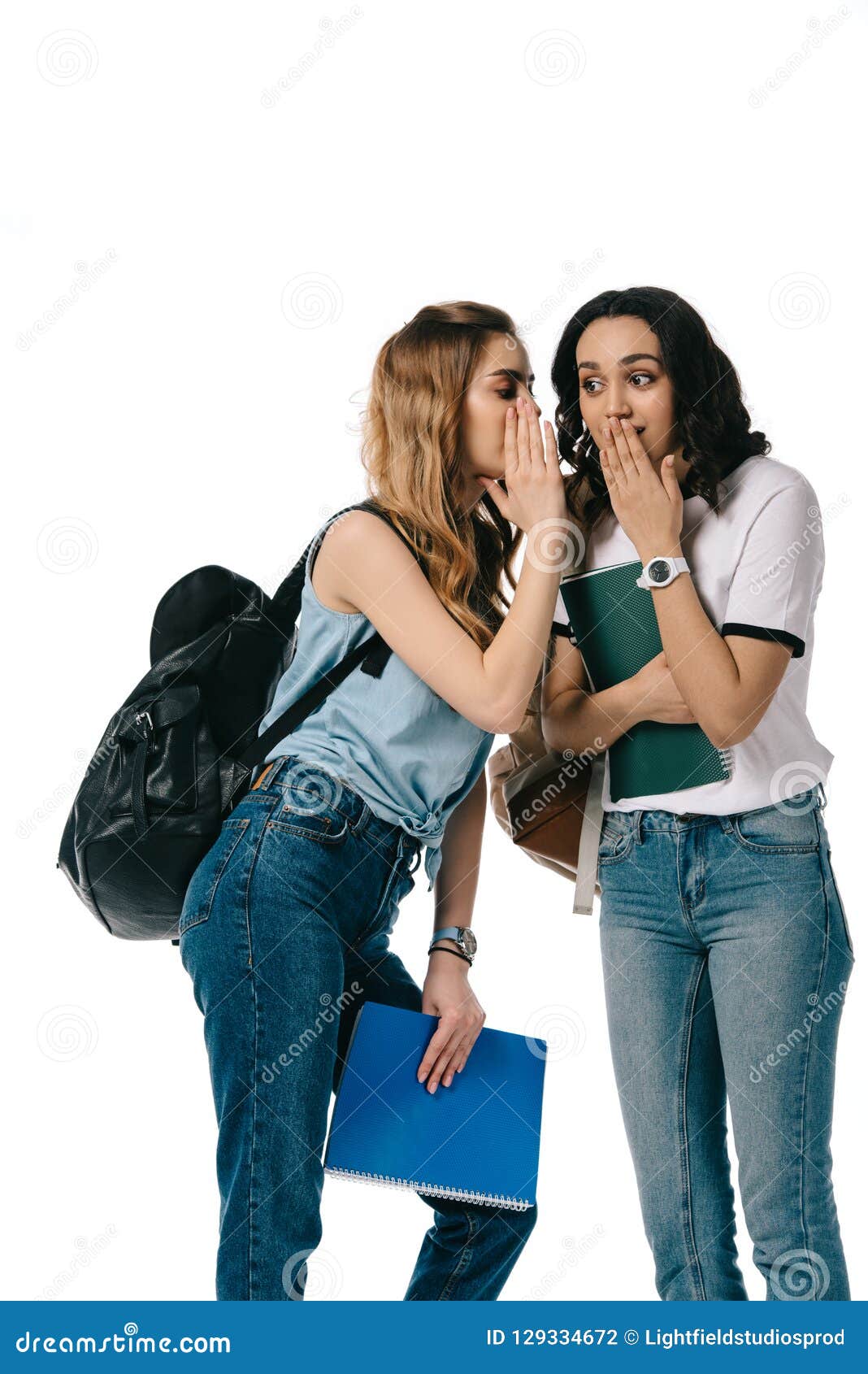 Multicultural Students Gossiping Isolated Stock Photo - Image of ...