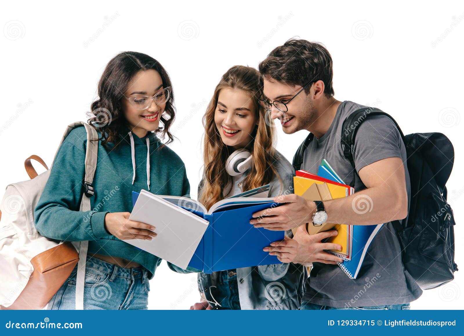Multicultural Students Looking at Book Stock Image - Image of teen ...
