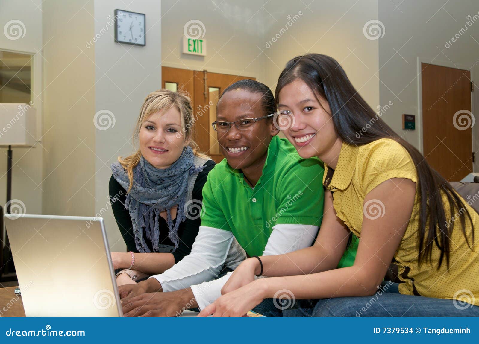 Multicultural Students in Student Lounge Stock Photo - Image of ...