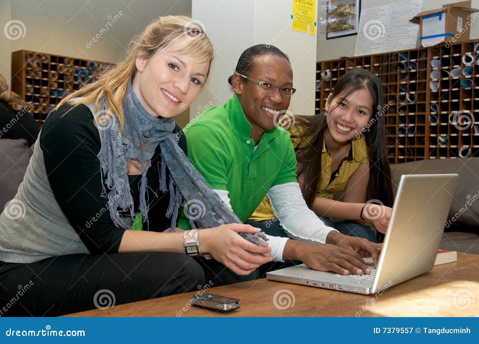 Multicultural Students in Student Lounge Stock Image - Image of ...
