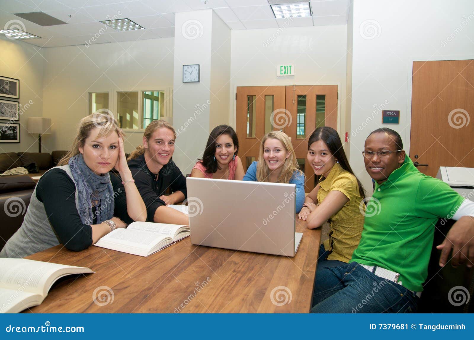 Multicultural Students in Student Lounge Stock Image - Image of ...