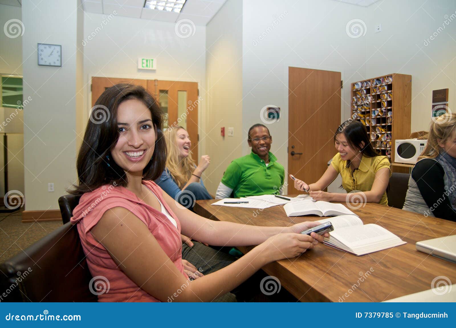 Multicultural Students in Student Lounge Stock Image - Image of descent ...