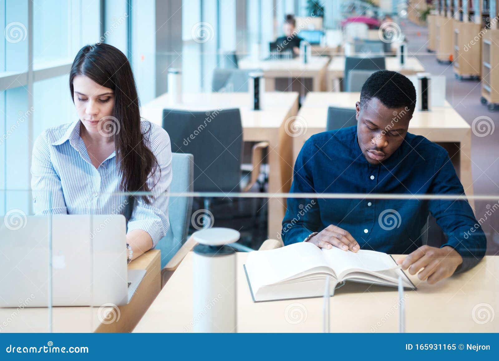 Multicultural Students Studying in a Public Library Stock Image - Image ...