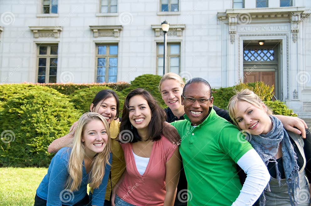 Multicultural Students on University Campus Stock Image - Image of ...