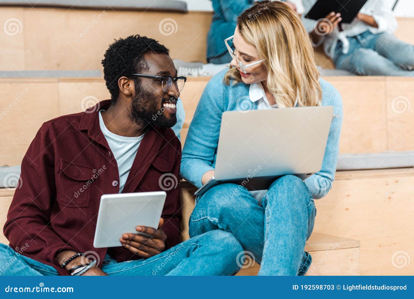 Multicultural Students Using Digital Tablet and Laptop in Lecture Hall ...