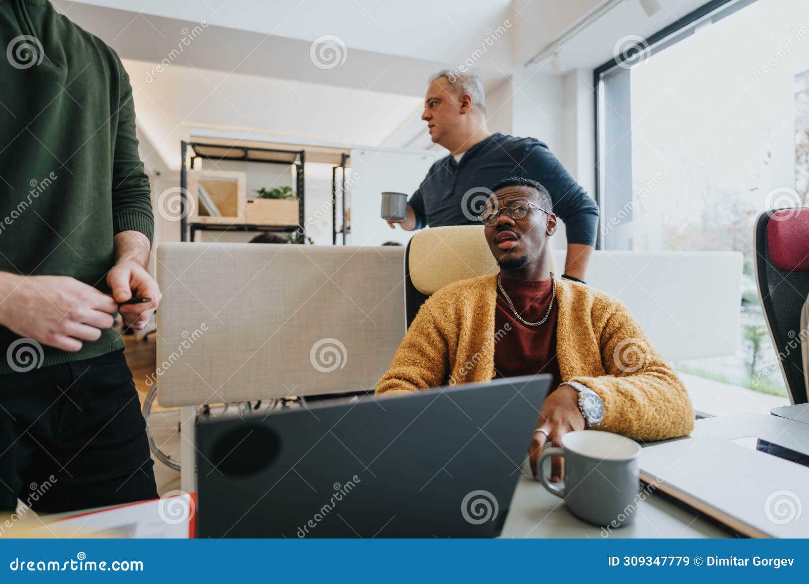 Multicultural Team at Work in Modern Office Environment with ...