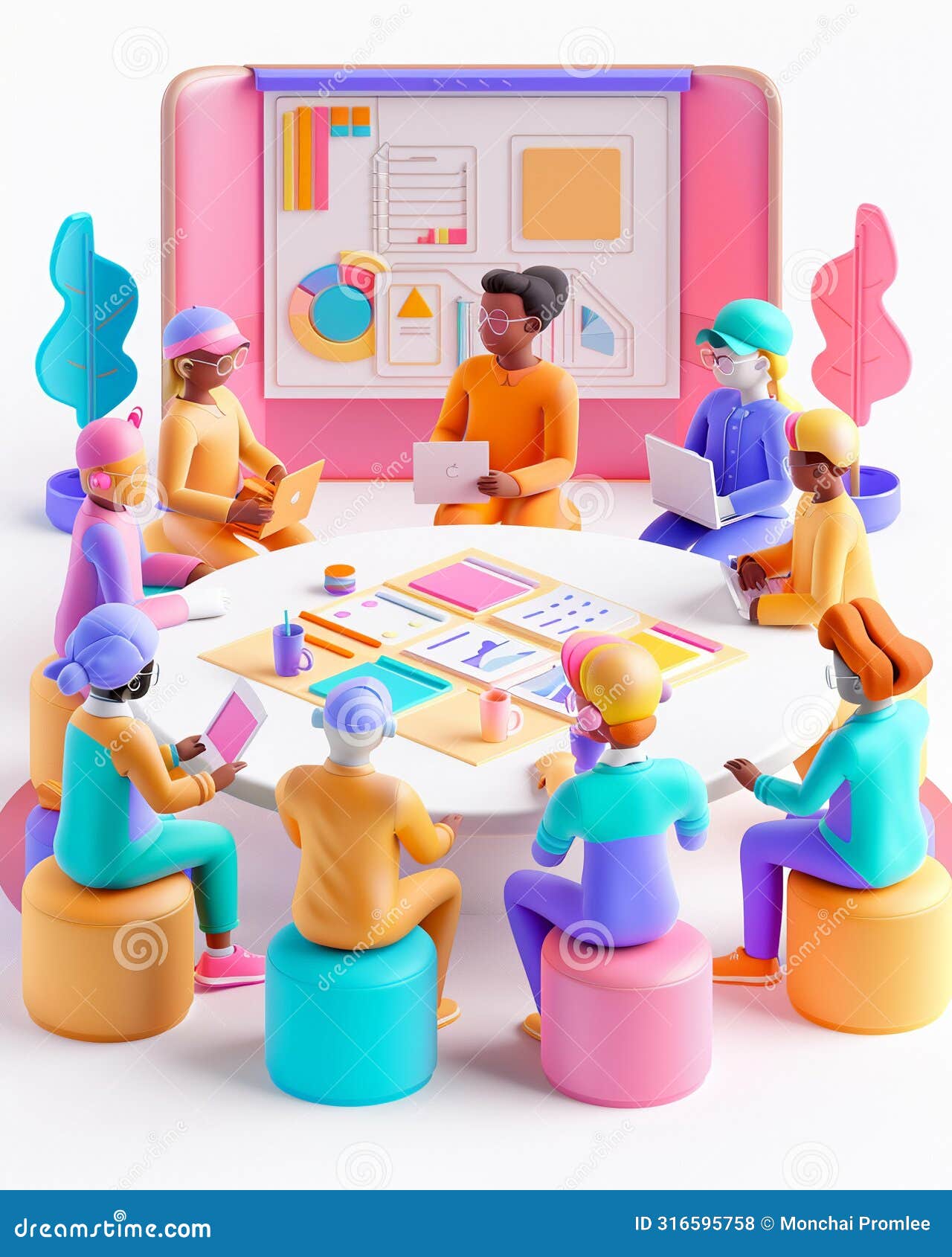 Multicultural Teams at a Corporate Headquarters, Working Together ...