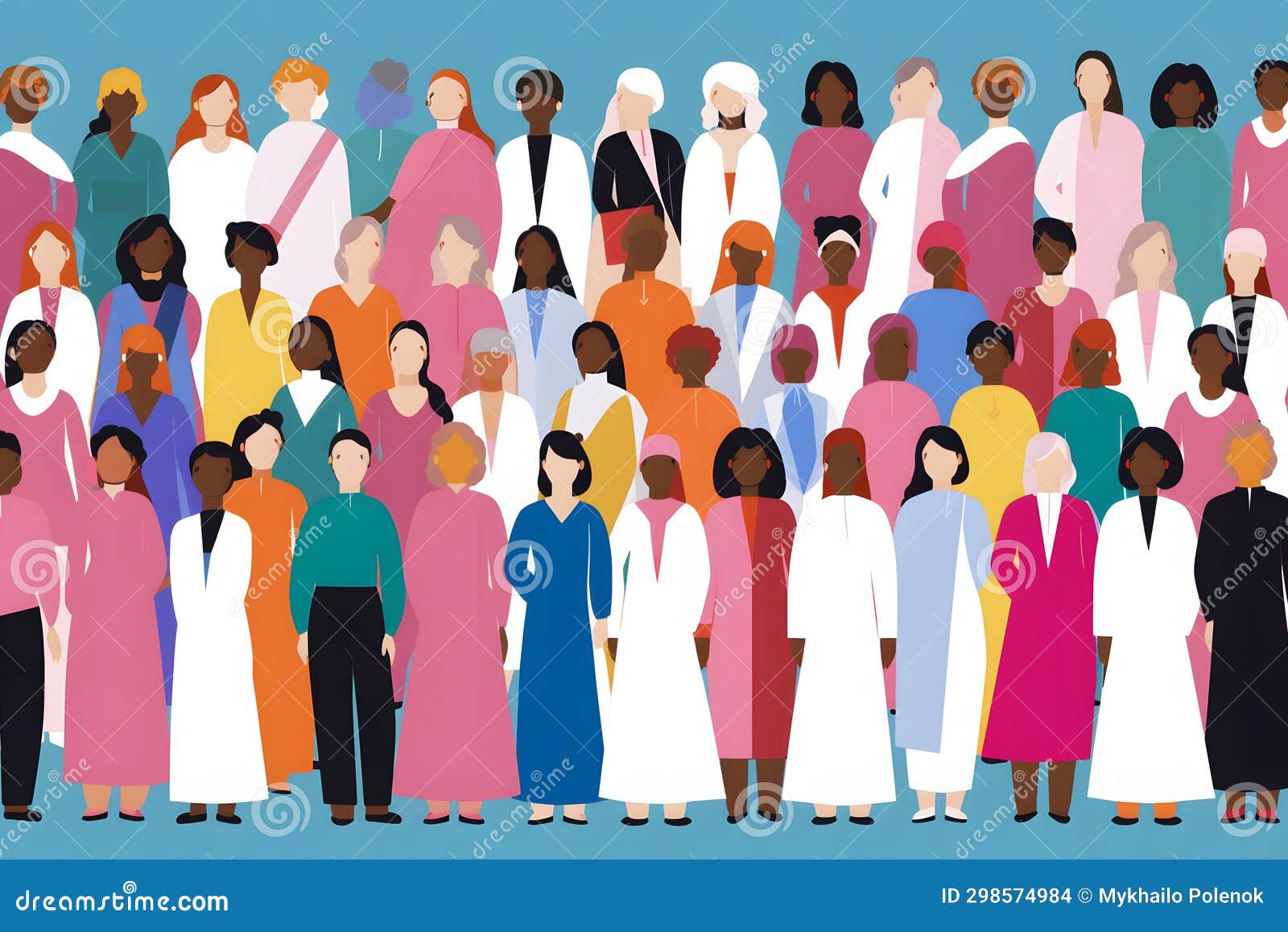 Multicultural Women Crowd Portrait. Neural Network AI Generated Stock ...