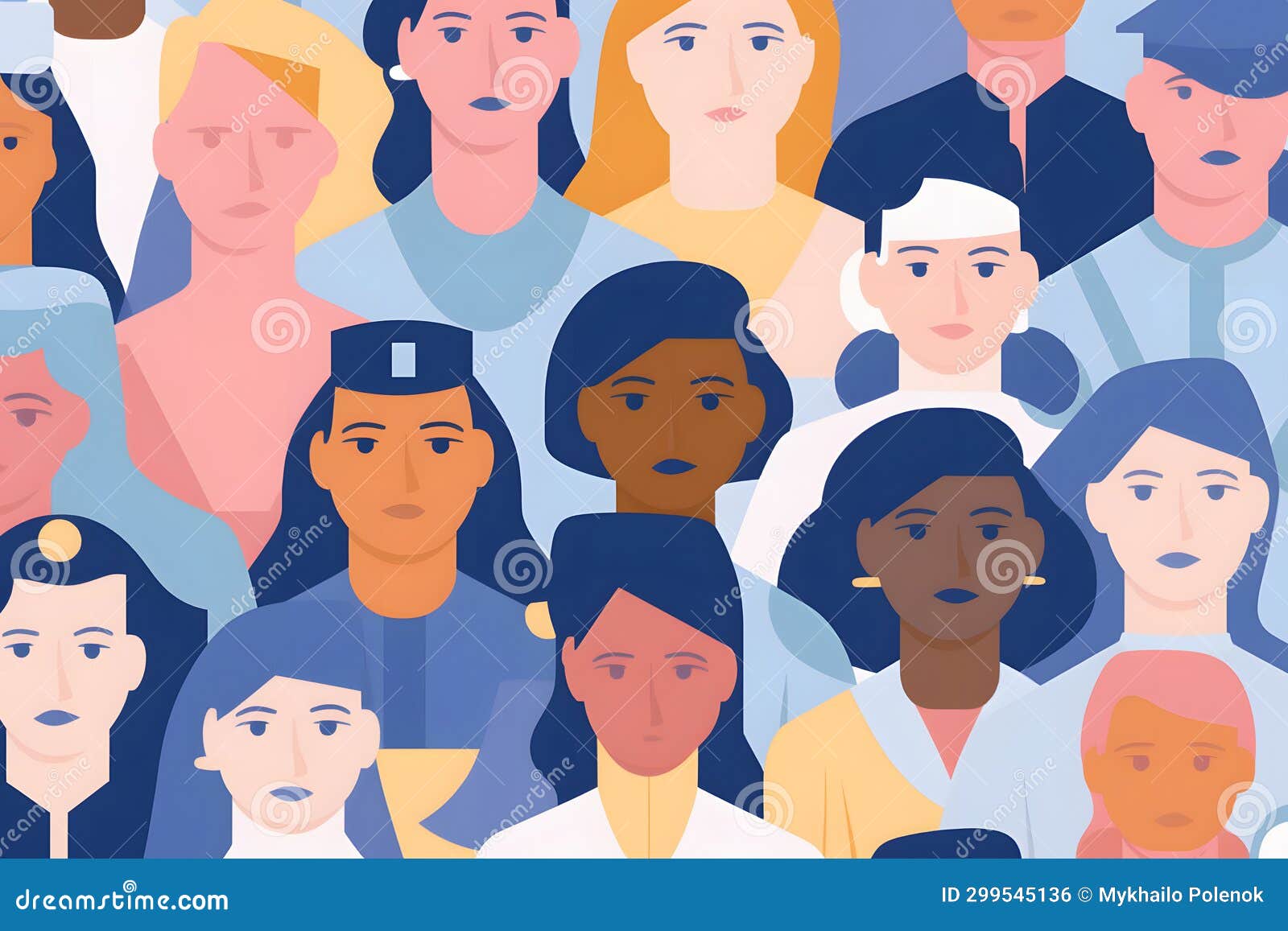 Multicultural Women Crowd Portrait. Neural Network AI Generated Stock ...