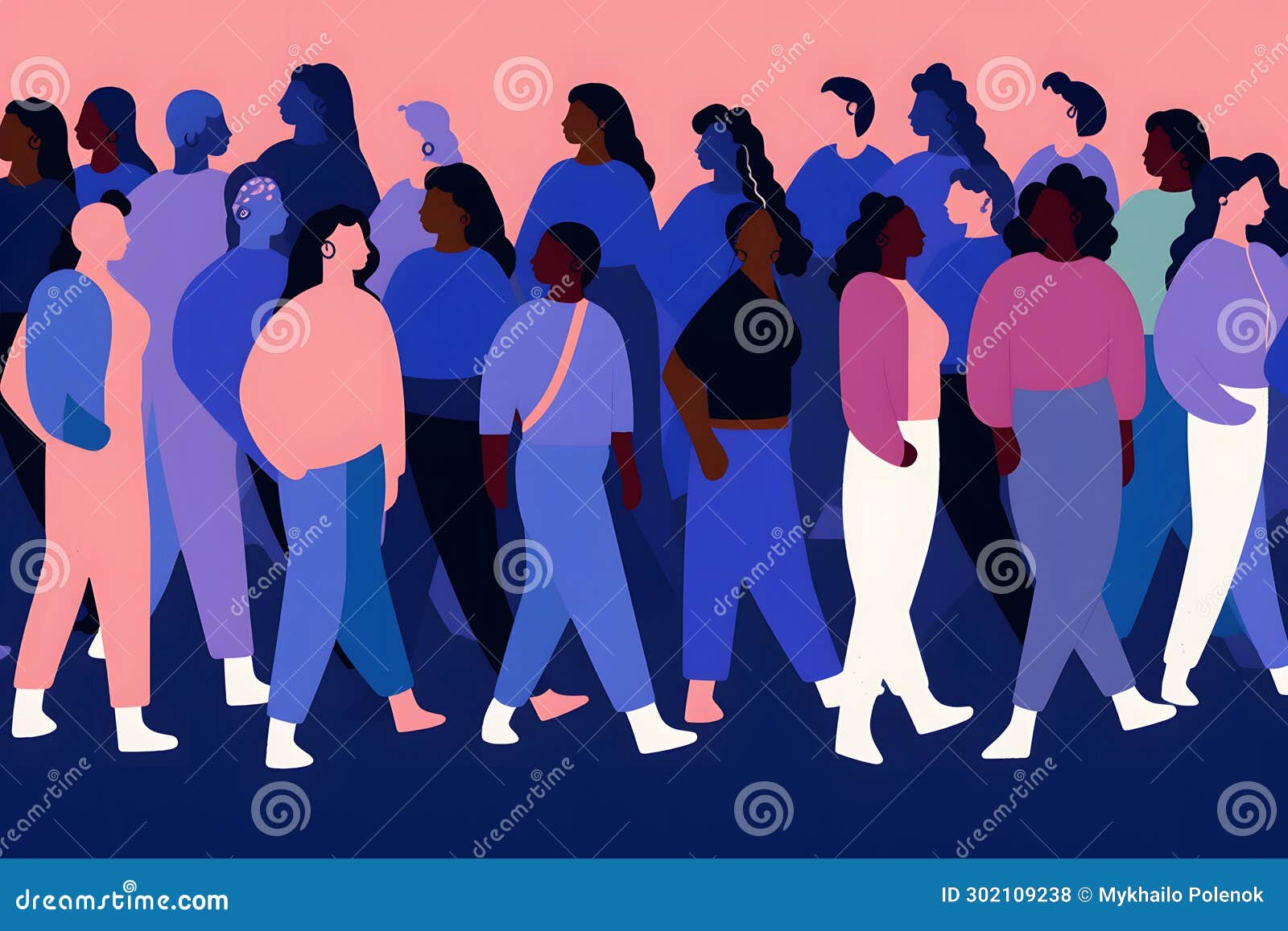 Multicultural Women Crowd Portrait. Neural Network AI Generated Stock ...