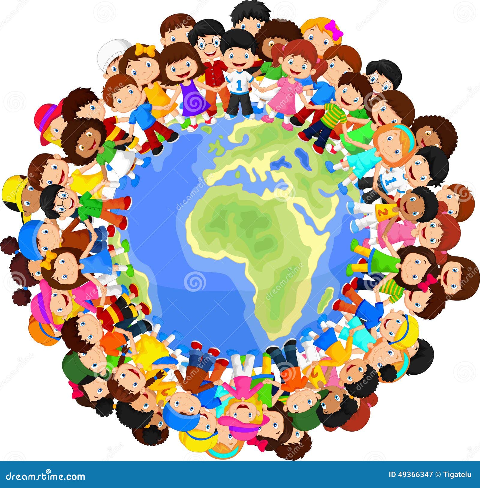 Multicultureel Kinderenbeeldverhaal Op Aarde Vector Illustratie ...