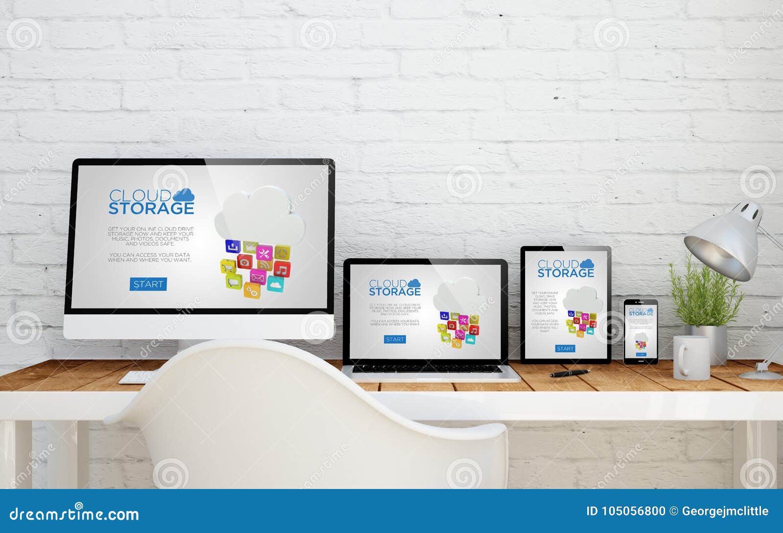 Multidevice Desktop Cloud Storage Stock Illustrations – 2 Multidevice ...