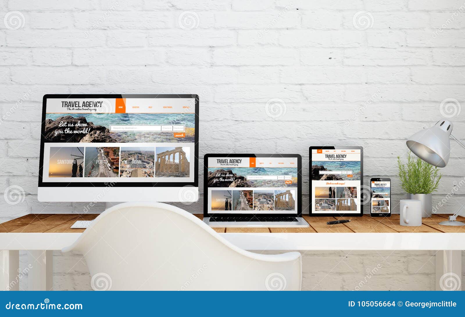 Multidevice Desktop Landing Page Communications Royalty-Free Stock ...