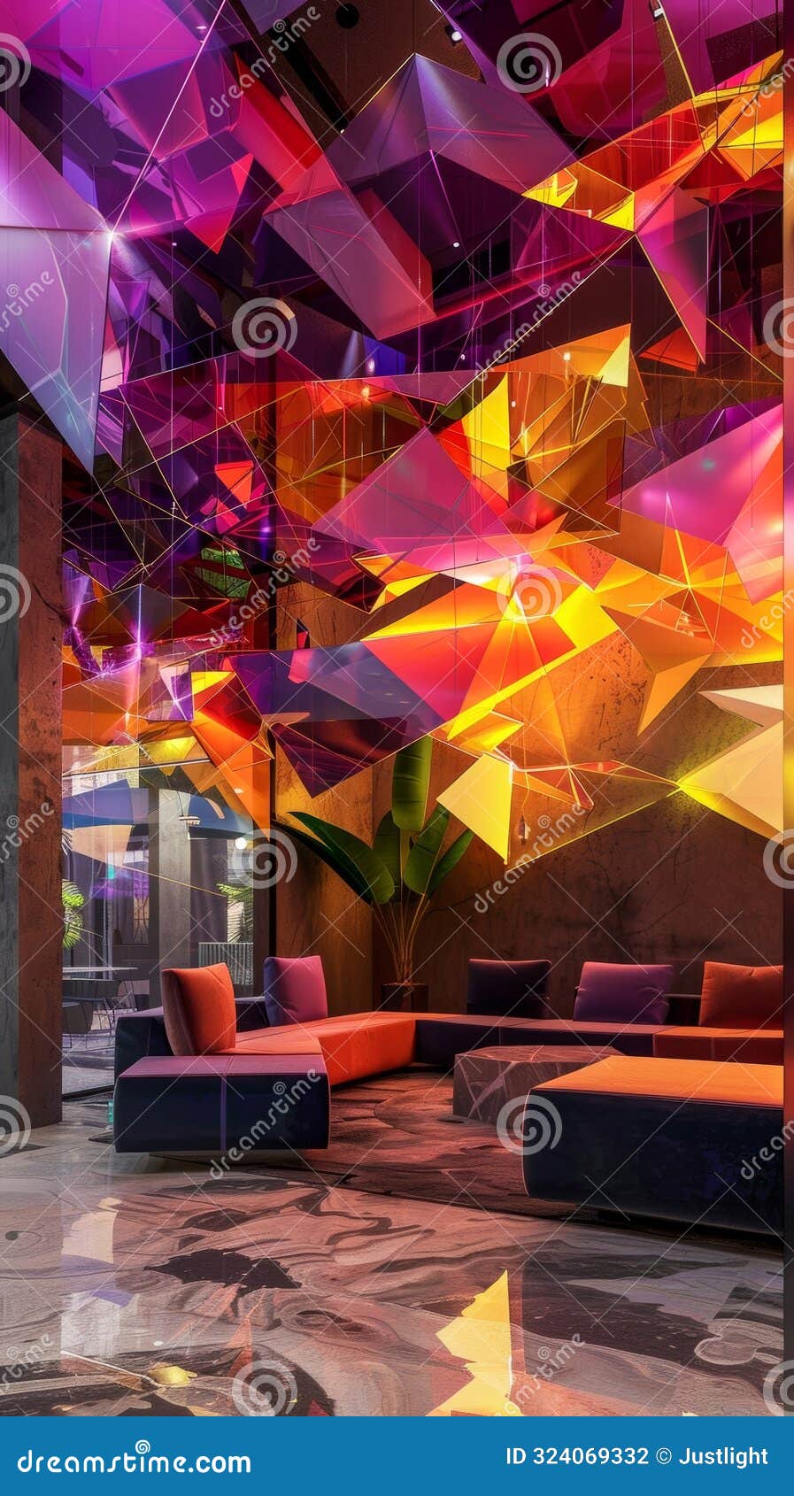 A Multidimensional Ceiling Design with Layers of Geometric Shapes in a ...