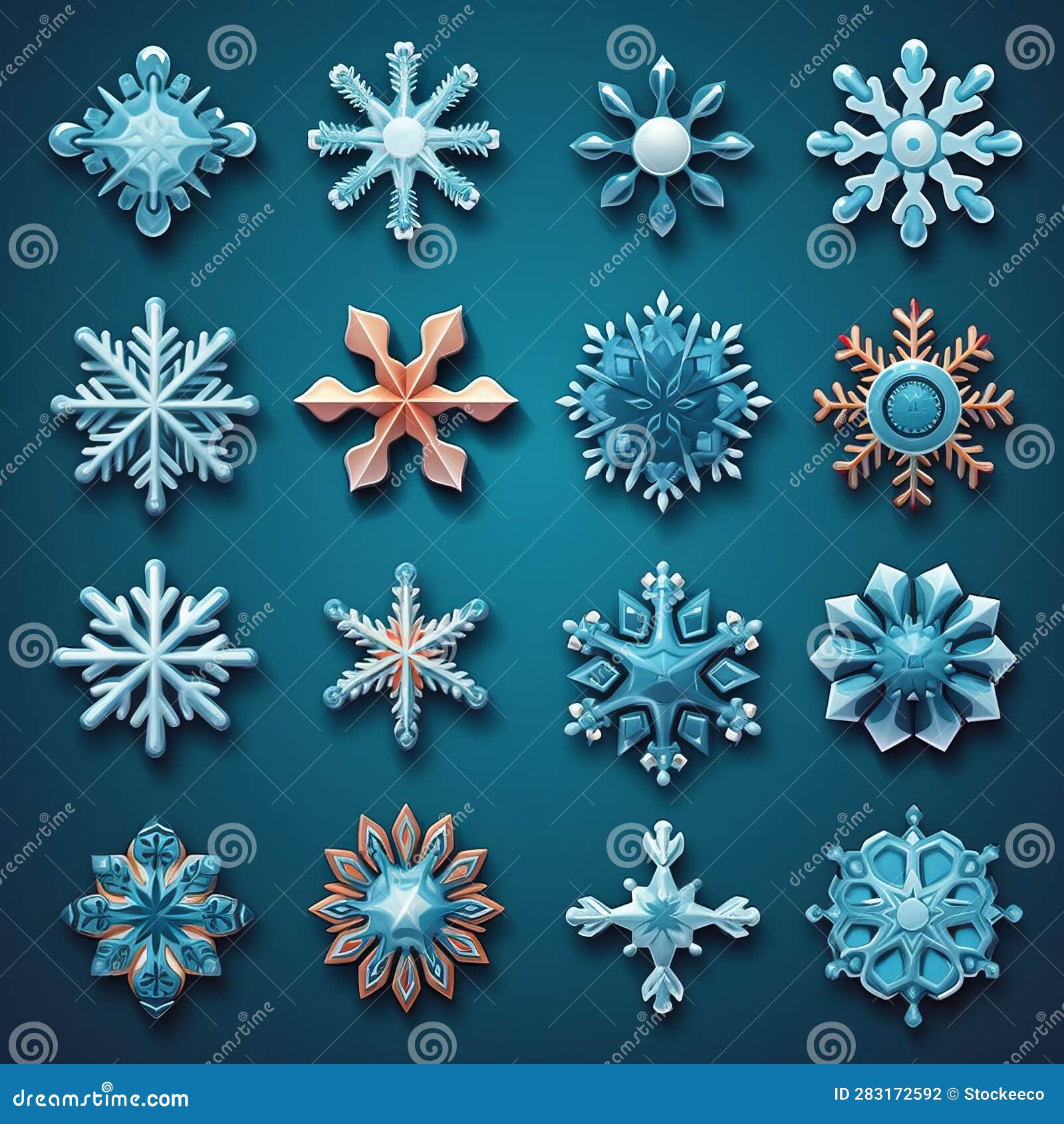 Multidimensional Christmas Snowflake Vector Icons Stock Illustration ...