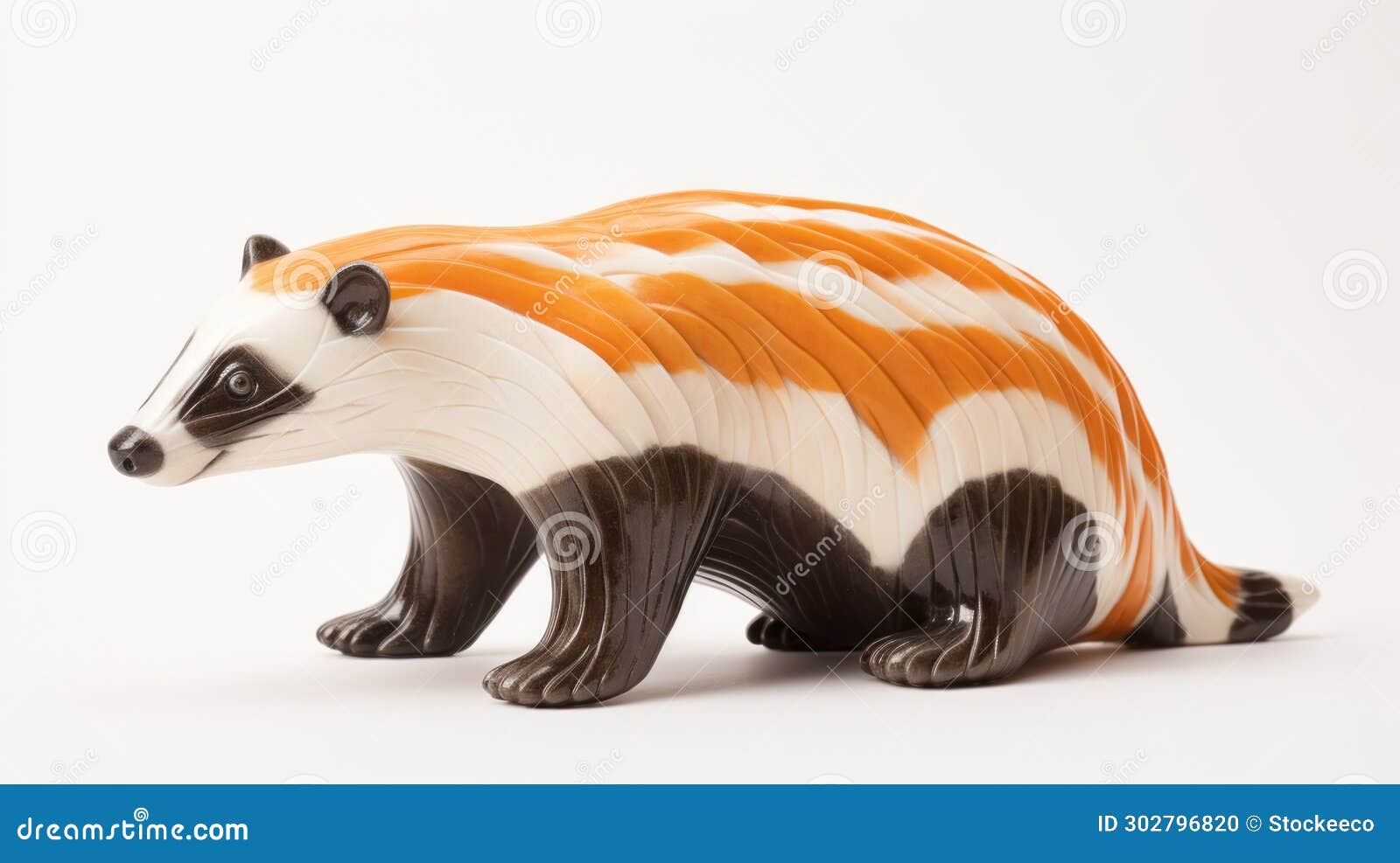 Multidimensional Layered Ceramic Badger Sculpture with Bold Patterns ...