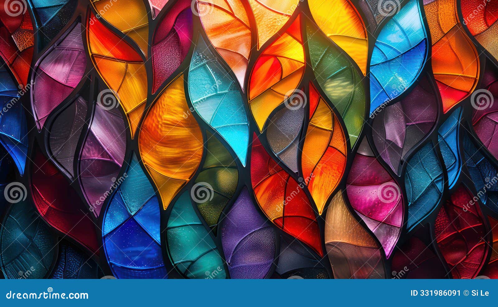 Multidimensional Stained Glass Window With Colorful Abstract Shapes And ...
