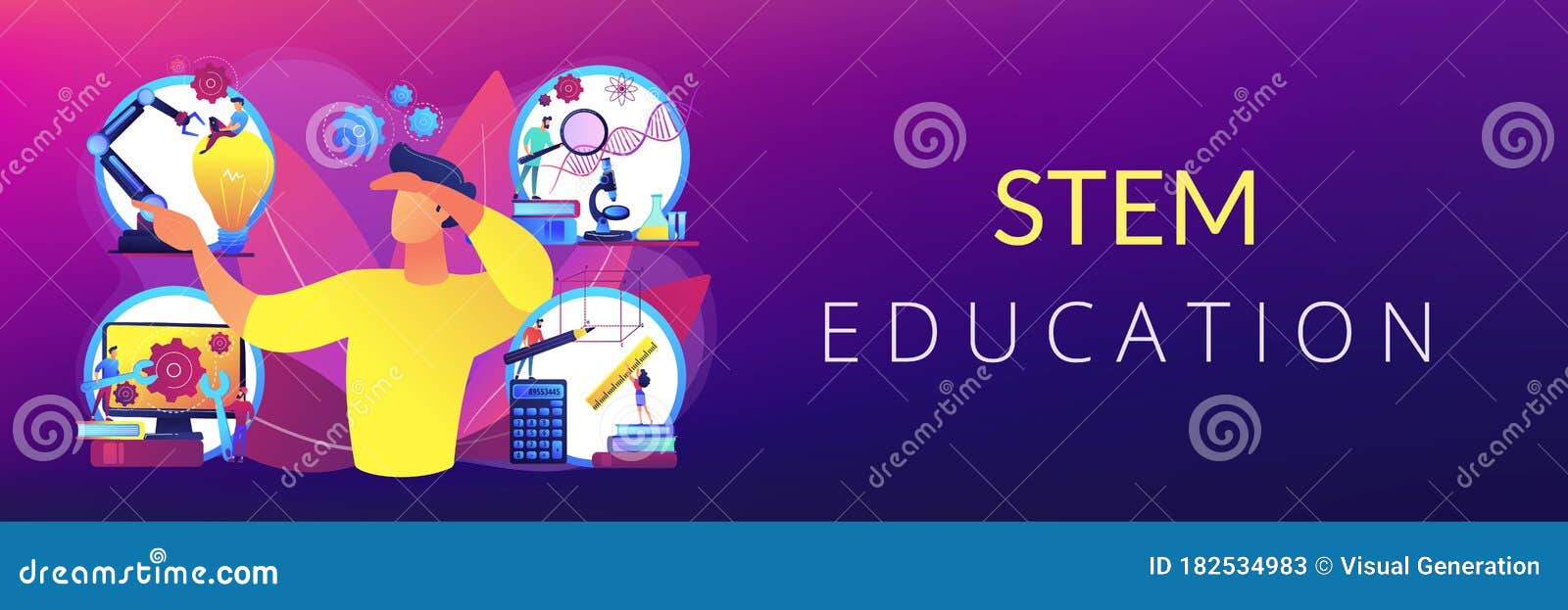 STEM Education Concept Banner Header Stock Vector - Illustration of ...
