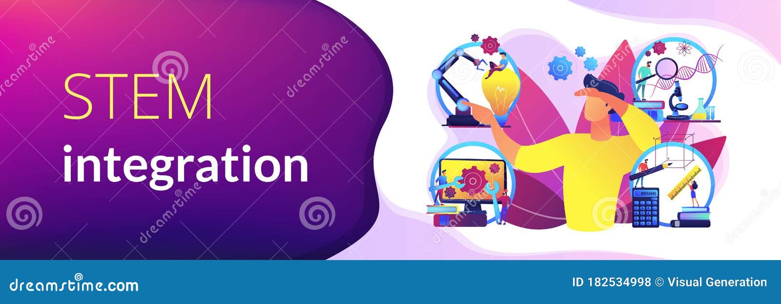 STEM Education Concept Banner Header Stock Vector - Illustration of ...