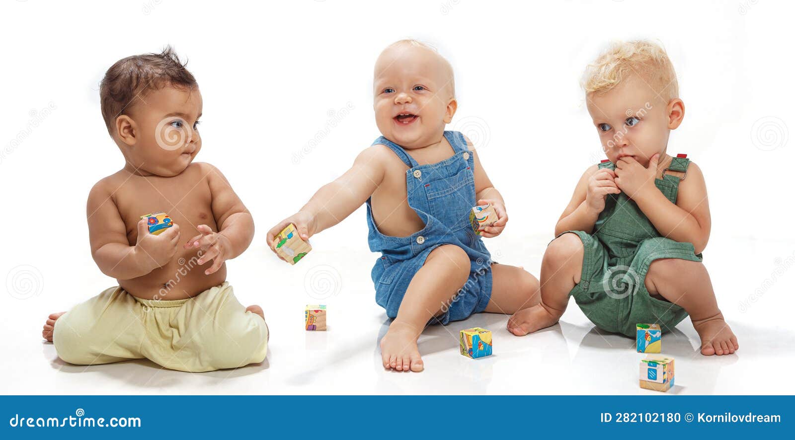 Multiethnic Babies Playing with Blocks Stock Photo - Image of boys ...