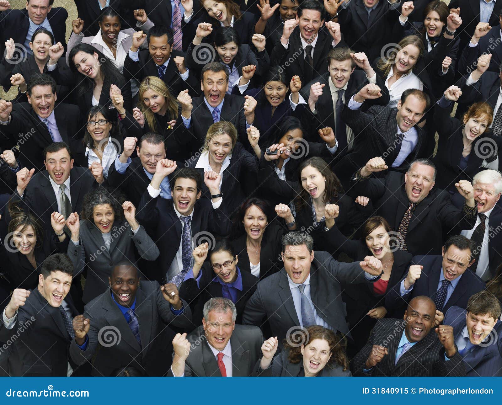 Multiethnic Business Group Cheering Stock Image - Image of laughing ...