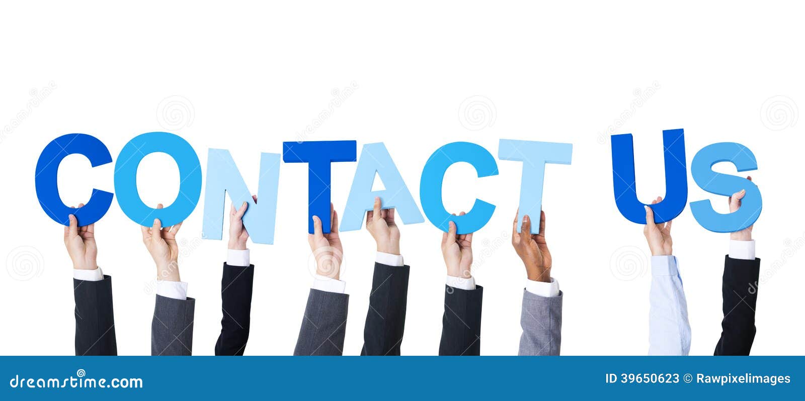 Multiethnic Business People Holding Contact Us Stock Image - Image of ...