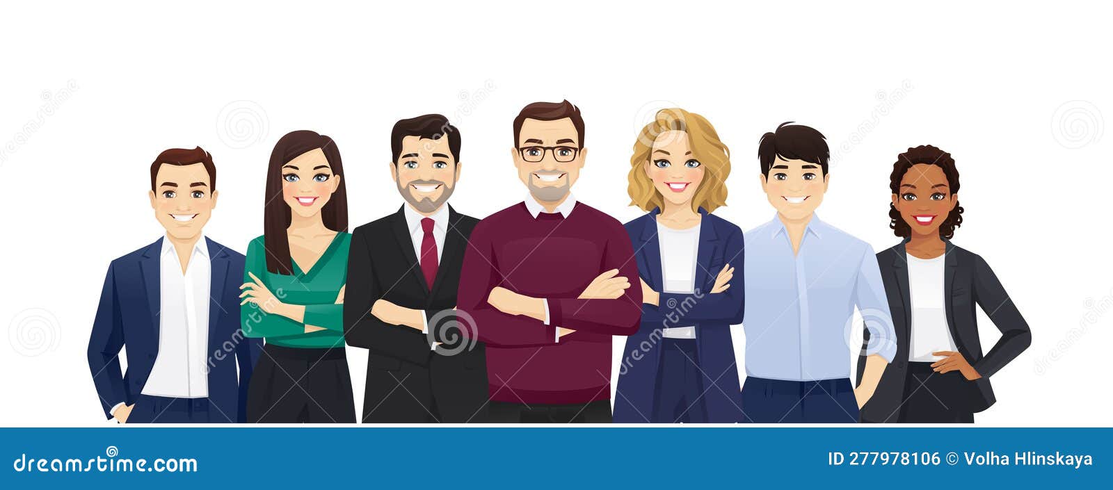 Multiethnic Business Team. Group Of Office Clerks Or Employees ...