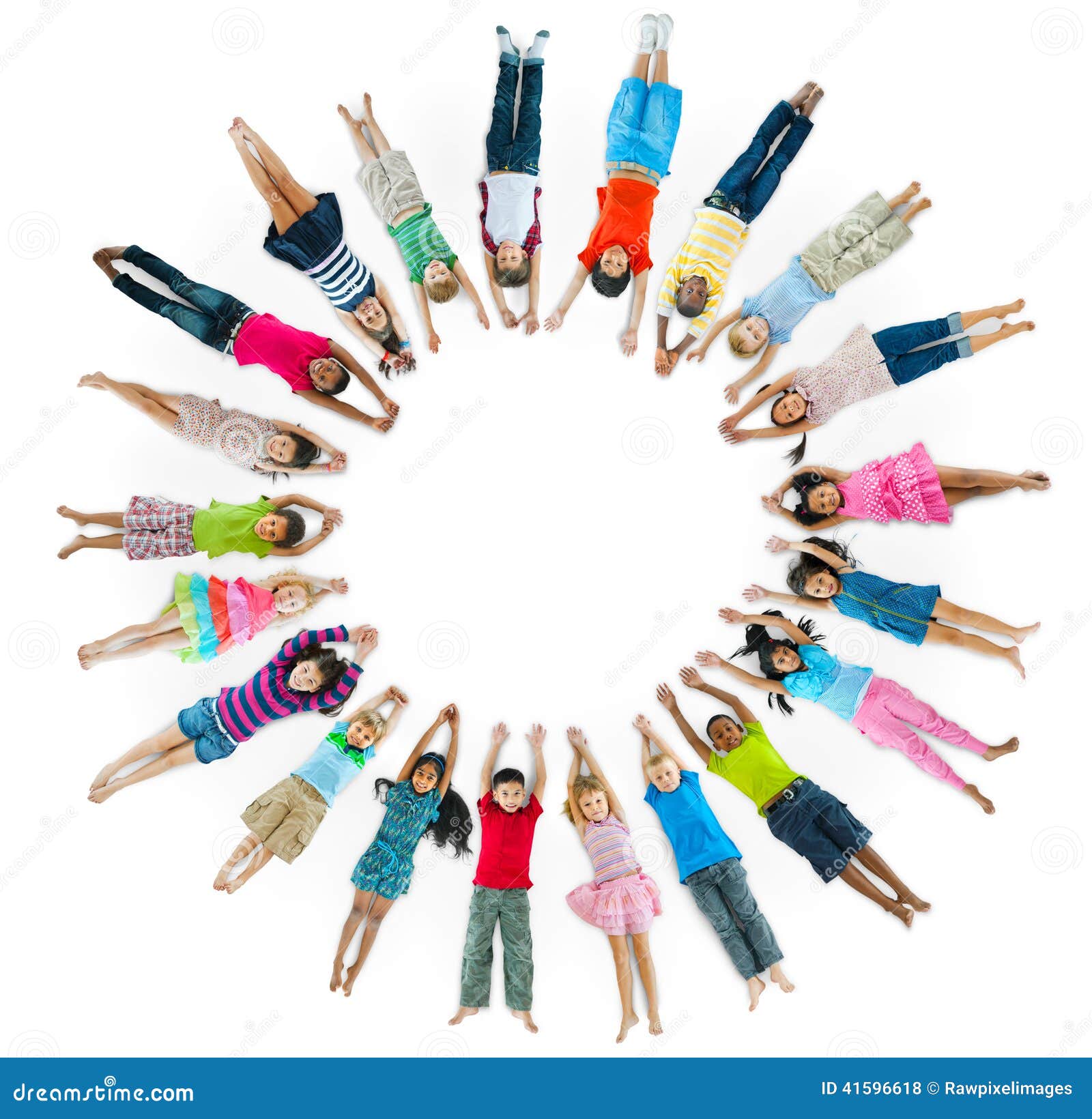Multiethnic Children Lying Down and Forming Circle Stock Photo - Image ...