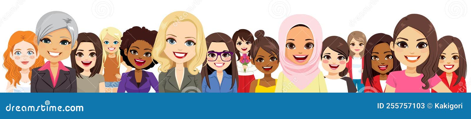 Multiethnic Crowd of Different Women Stock Vector - Illustration of ...