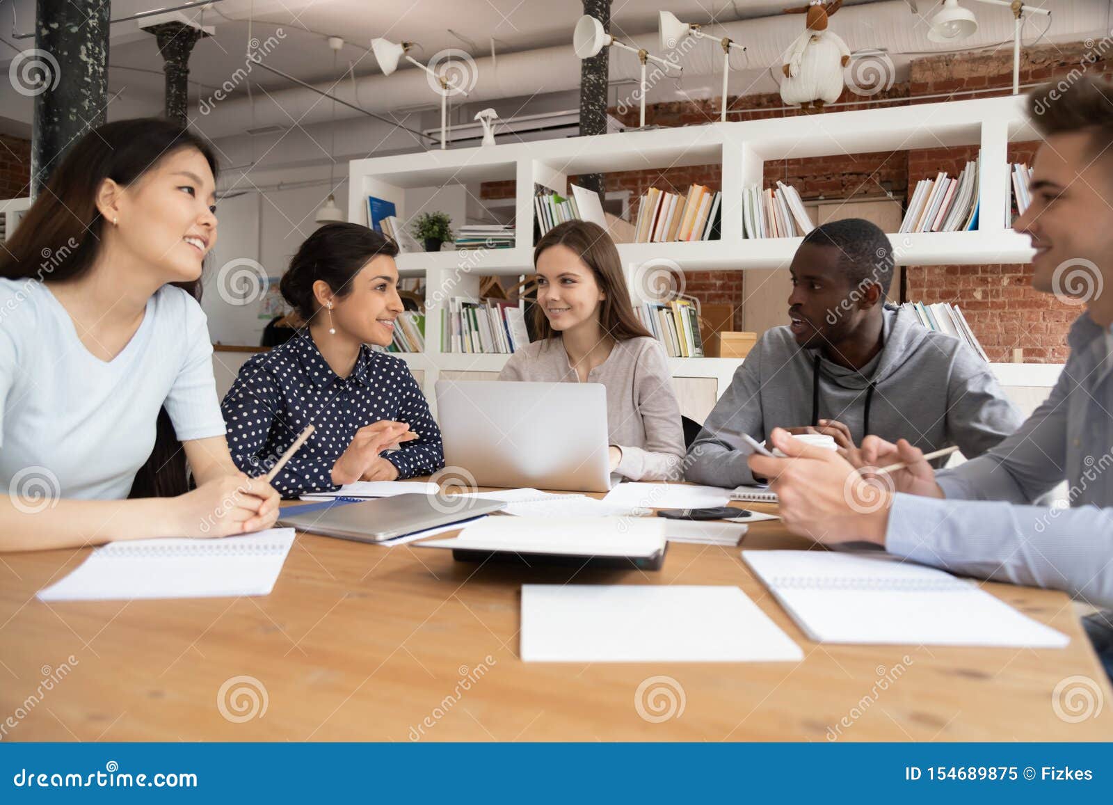 Multiethnic Diverse People Study Prepare for Test Together Stock Image ...