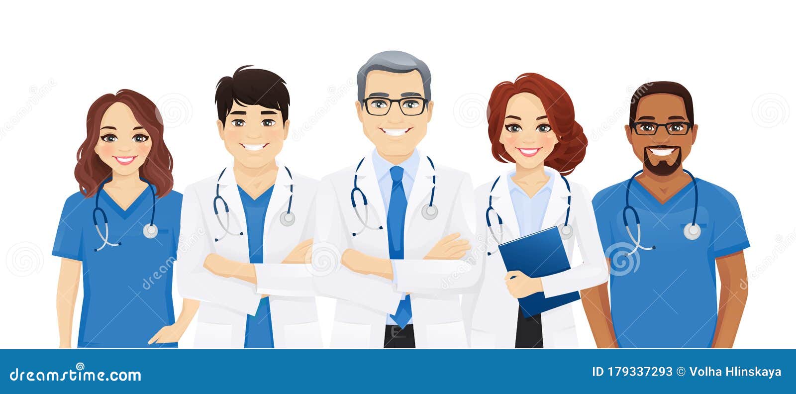 Multiethnic doctor team stock vector. Illustration of medic - 179337293