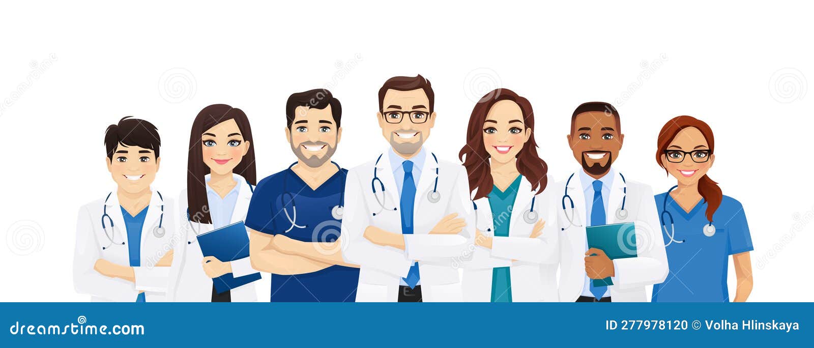 Multiethnic doctor team stock vector. Illustration of ethnicity - 277978120