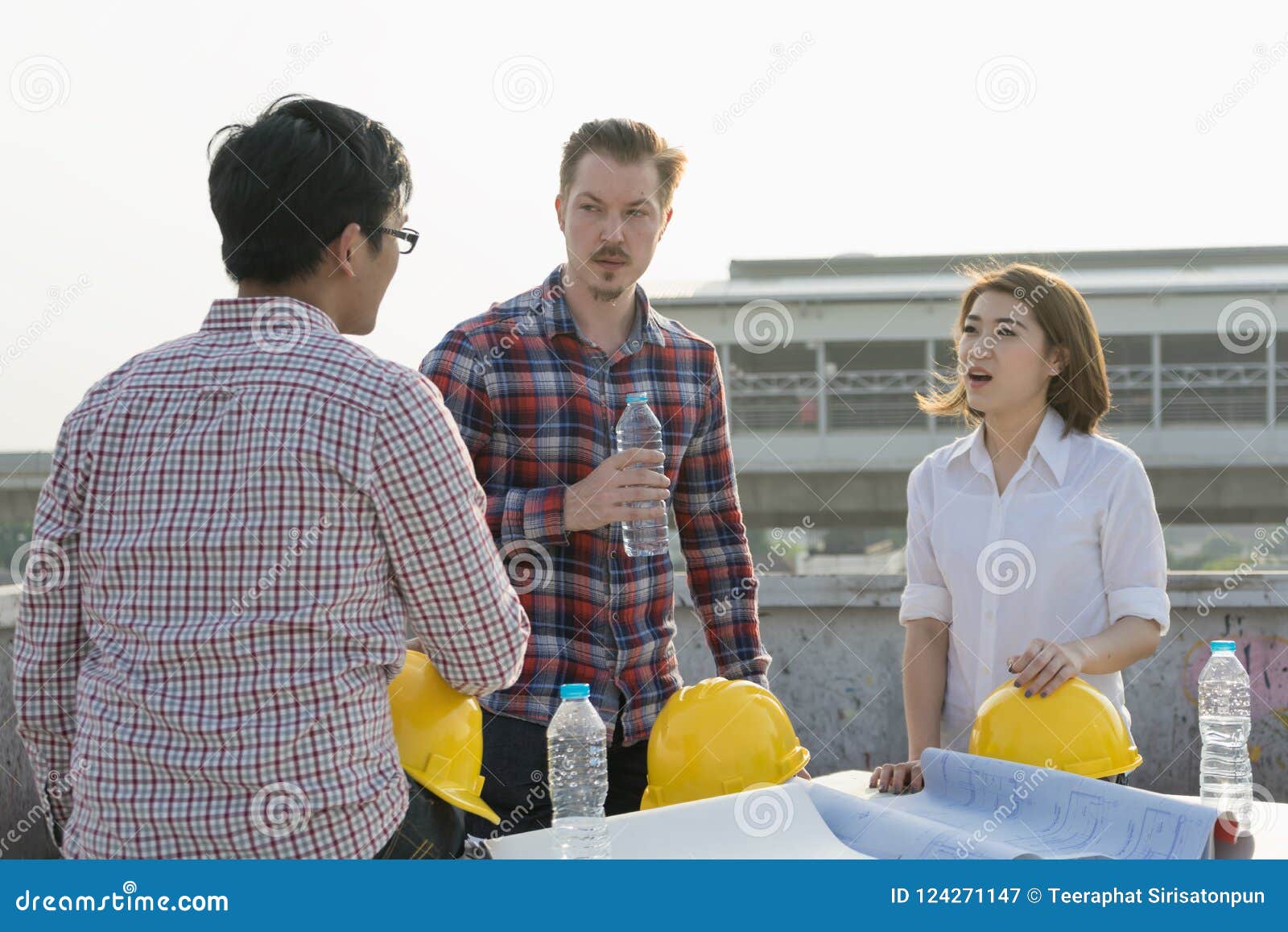Multiethnic Engineer or Contractor Group and Worker Meeting, Discussion ...