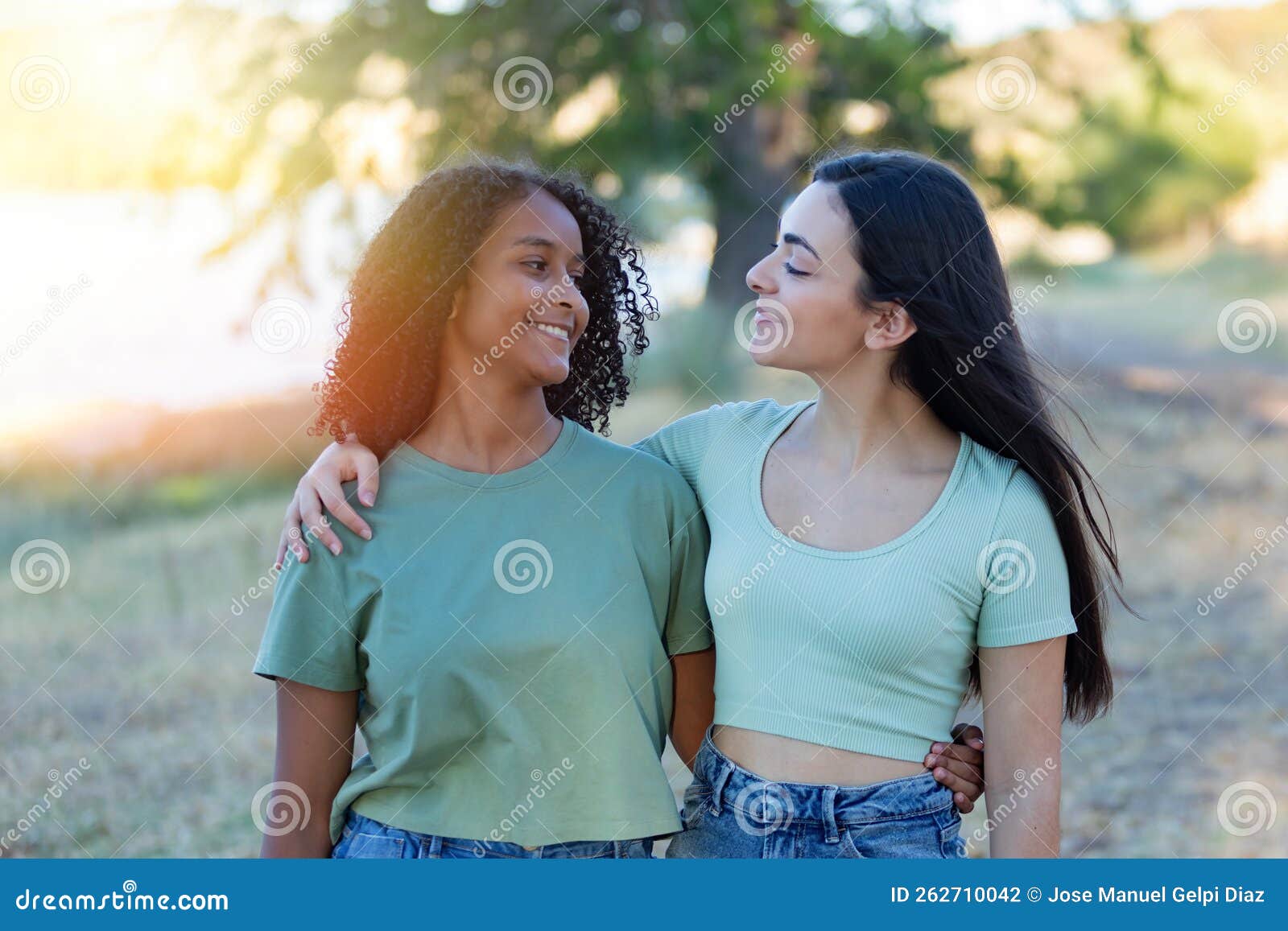 Sister Firends Girls Relaxed Under Tree Park After School Stock Photo ...