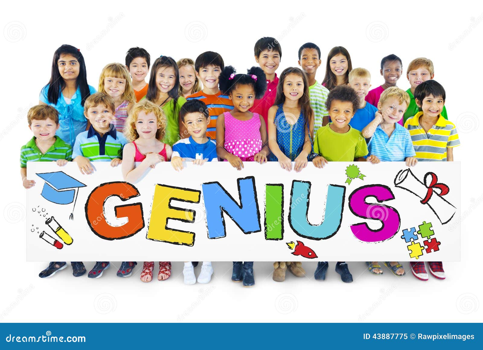 Multiethnic Group of Children with Genius Concept Stock Image - Image ...