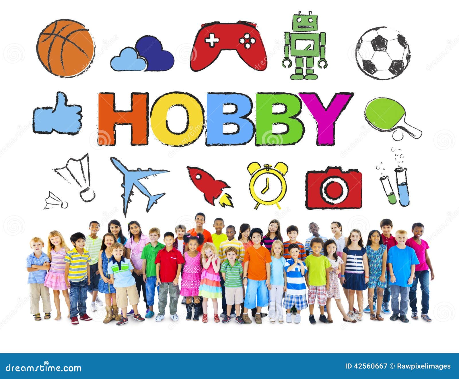 Multiethnic Children Forming A Circle With Hobby Concept Multiethnic Children Forming A Circle With Hobby Concept