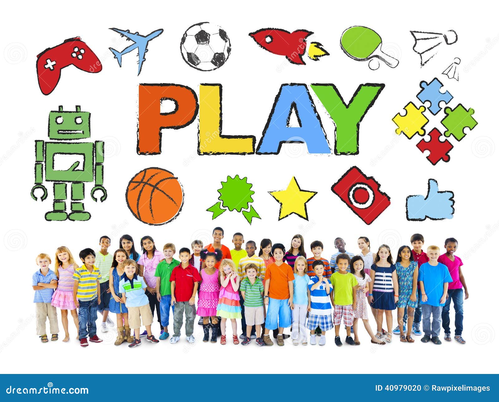 Multiethnic Group of Children and Play Concept Stock Photo - Image of ...