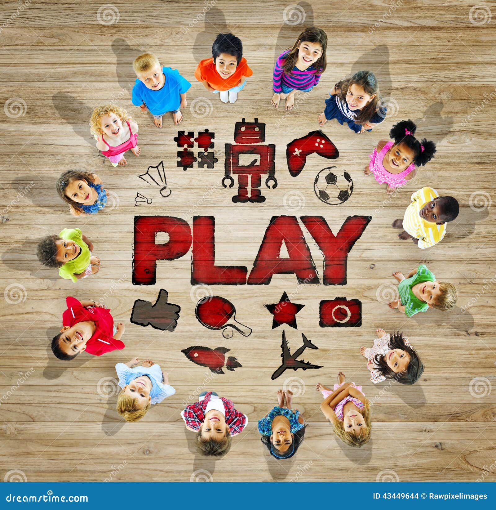 Multiethnic Group of Children with Play Concept Stock Photo - Image of ...