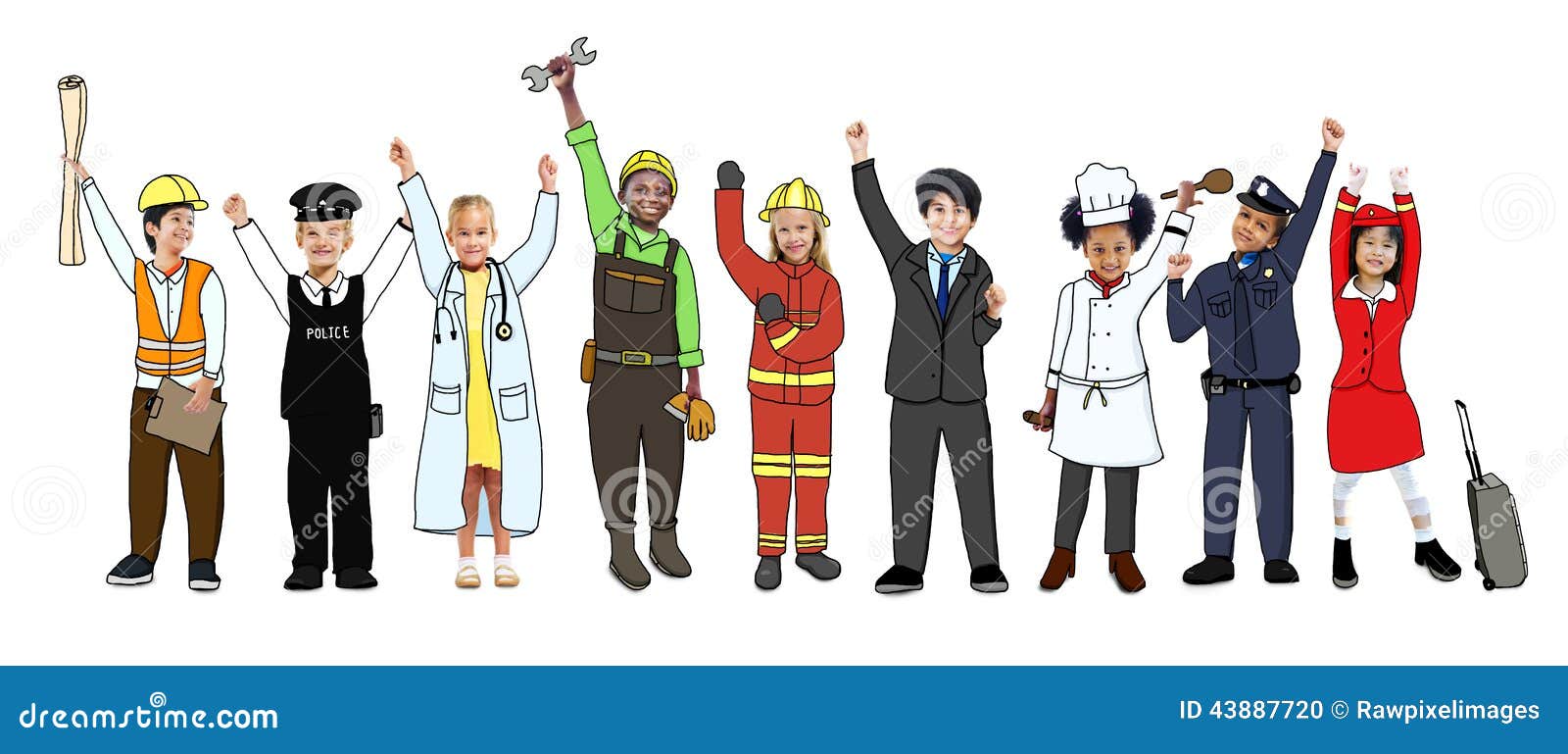 Multiethnic Group Of Children With Various Occupations Concept Stock ...